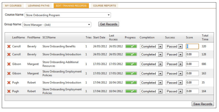 Edit Training Records Tab Overview - Udutu
