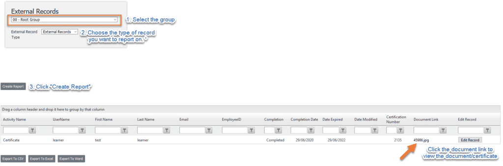 How to report on external records - Udutu