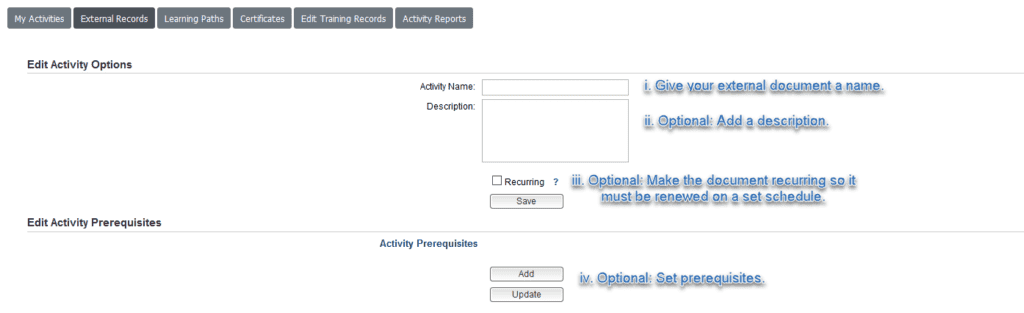 How to add an external learning record - Udutu