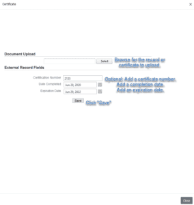 How do learners add external records or certifications - Udutu